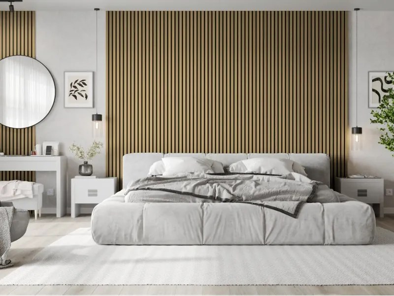 Mexen Lam-F, akustické stěnové lamely 275 × 30 cm, plstěný podklad 8 mm, technická dýha, bambus přírodní, S105-275307-3015-011