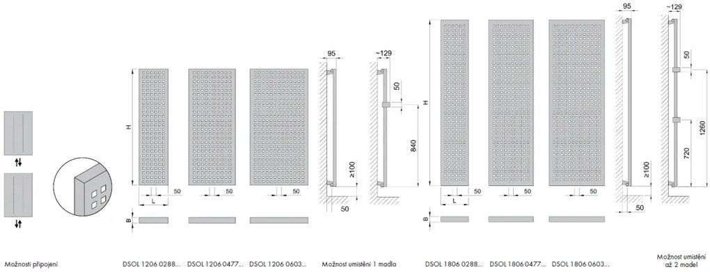 Isan Solar 1806 x 288 mm koupelnový radiátor bílý