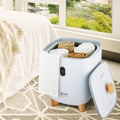 25 L vědro ohřívače ručníků s LED obrazovkou Spodní vyhřívací sloupky Timer Bílá