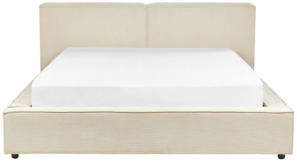 Manšestrová postel 160 x 200 cm béžová LINARDS Beliani