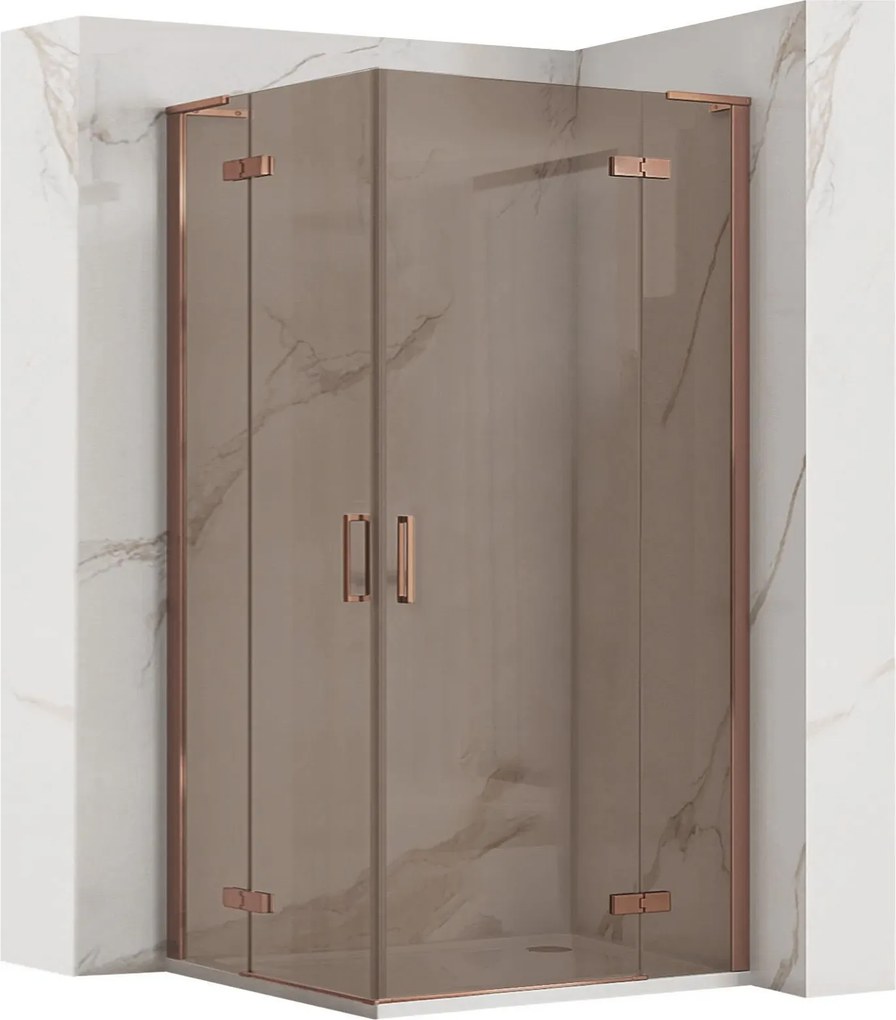 Rea Hugo Double, 2-křídlový sprchový kout 100 (dveře) x 90 (dveře) x 200 cm, 6mm šedé sklo, měděný profil, KPL-K6975