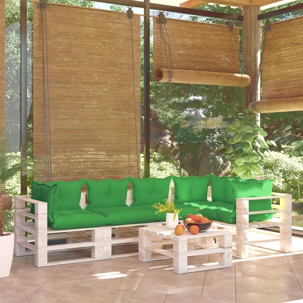 3066211 vidaXL 6dílná zahradní sedací souprava z palet + podušky borové dřevo