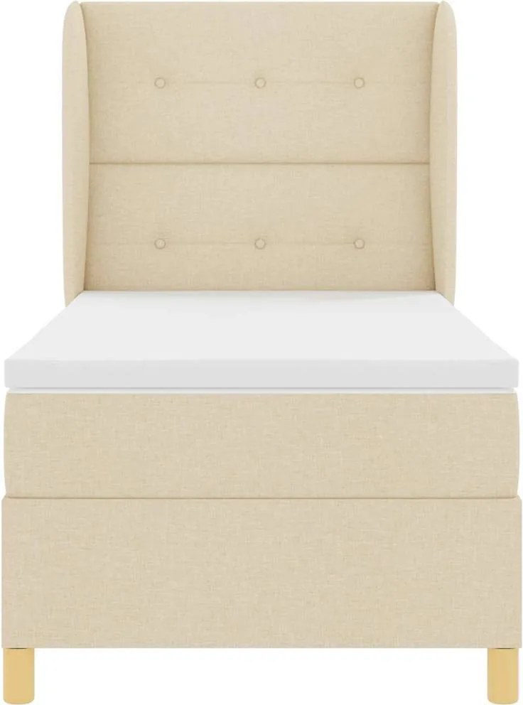 Postel s boxspringem s čelo Krémová 200 x 100 cm textil 3340744
