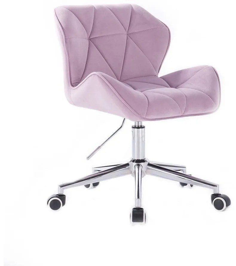 LuxuryForm DESIGN Otočná židle MILANO VELUR na stříbrné podstavě s kolečky - levandule