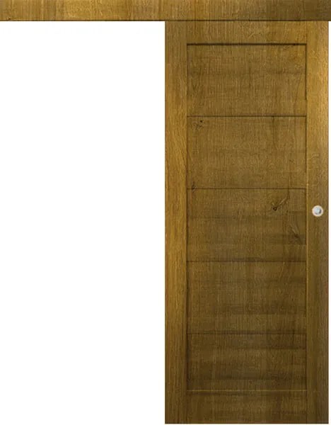 posuvné interiérové dveře na stěnu vasco doors BRAGA plné, model 1 Průchozí rozměr: 70 x 197 cm, Orientace dveří: Levé dveře, Dekor: Dub riviera