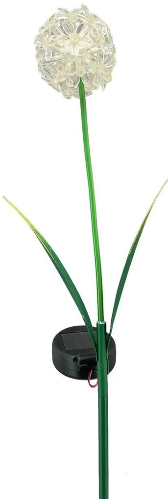 Zapichovací zahradní solární světlo Flower, 70 cm, kov/plast, bílá