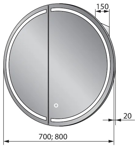 Lavedo Kolo II 70 touch control zrcadlová skříňka do koupelny s LED podsvícením