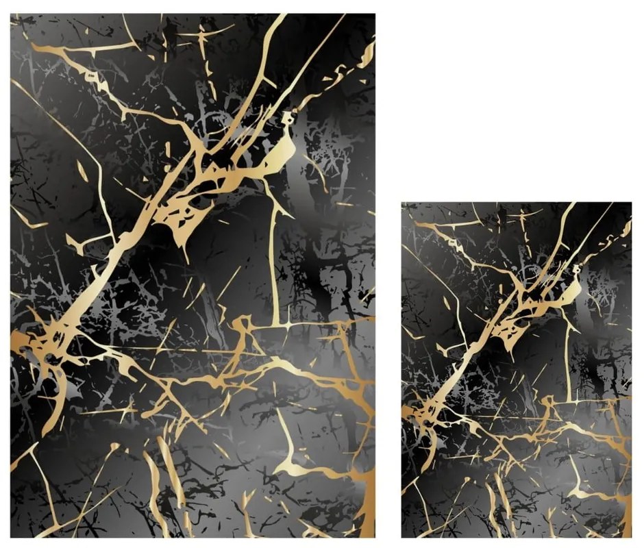 Koupelnové předložky v černo- zlaté barvě v sadě 2 ks 60x100 cm Cracks – Mila Home