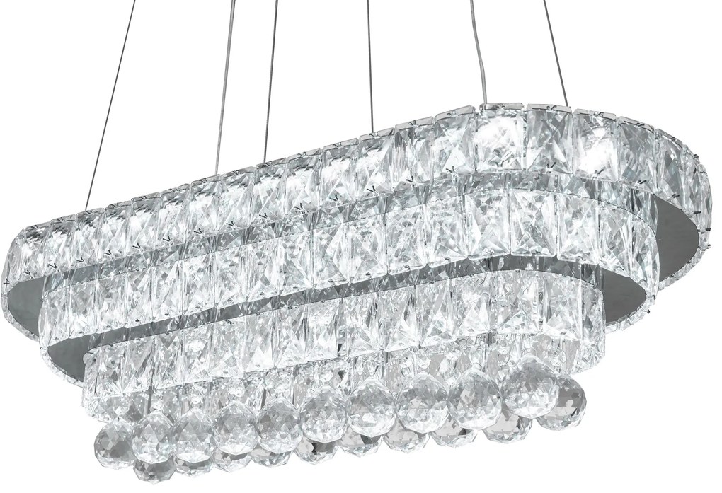 Toolight, Křišťálové závěsné stropní svítidlo LED 102W + dálkové ovládání APP417-CP, chromová, OSW-65015