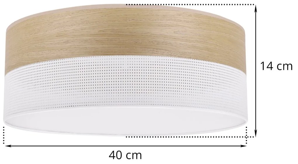 Stropní svítidlo Wood, 1x dýha zlatý dub/bílé plastové stínítko, (bílé plexisklo), (fi 40cm)
