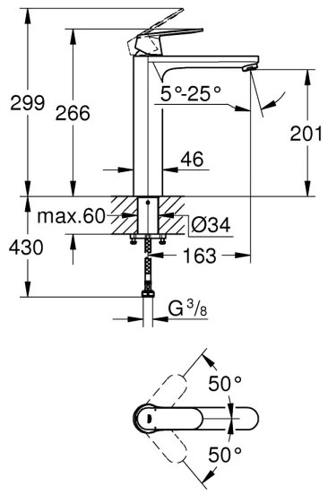 GROHE 23921000 - Umyvadlová baterie EUROSMART COSMOPOLITAN XL lesklý chrom
