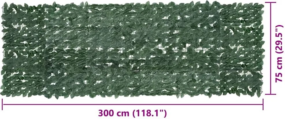 Balkónová zástěna s tmavě zelenými listy 300 x 100 cm 315487