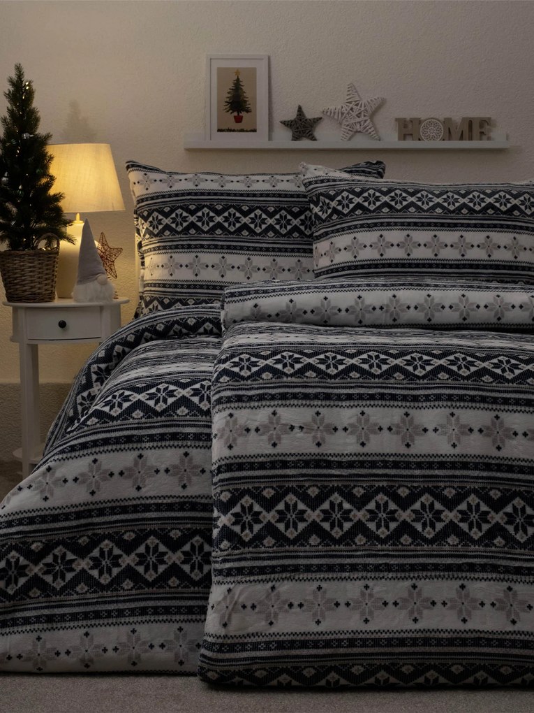 MK Lůžkoviny Francouzské mikroplyšové povlečení Exclusive – Winter modré