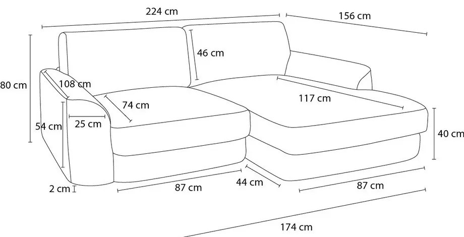 Světle šedá žinylková rohová pohovka (pravý roh/s lenoškou) Leonore – Bobochic Paris