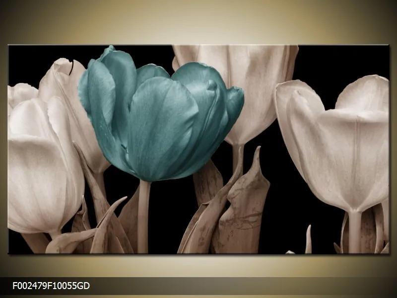 Obraz tulipánů - modrá černobílá (), 40 dalších rozměrů