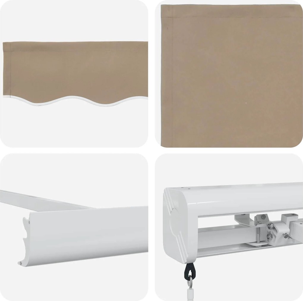 Stahovací markýza Béžová 350 x 250 cm Plátno a hliník 3330351