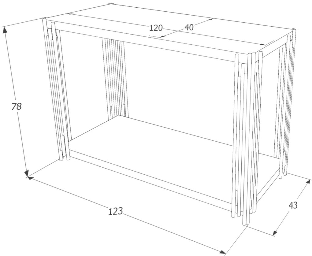 Konzolový stolek FOSSIL C 120 cm kouřové sklo/stříbrný