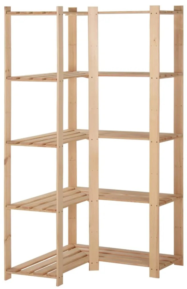 5patrový úložný regál rohový 82,5x82,5x170 cm masivní borovice 327323