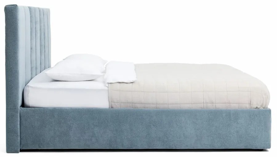Modrá čalouněná dvoulůžková postel s úložným prostorem s matrací/s roštem 160x200 cm Thessa Bold Line – Bonami Selection