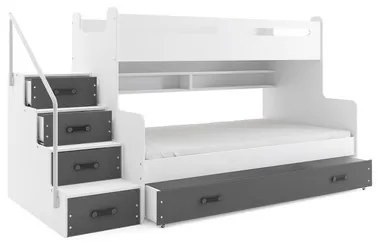Dětská patrová postel MAX III s úložným prostorem 80x200 cm - bílá Bílá
