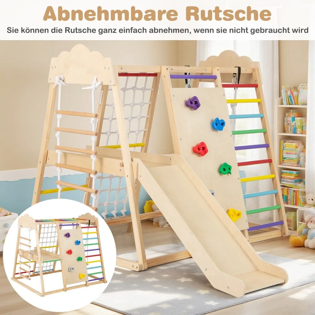 Costway 8-in-1 Gymnastický set v džungli Dřevěné montessori šplhací hračky