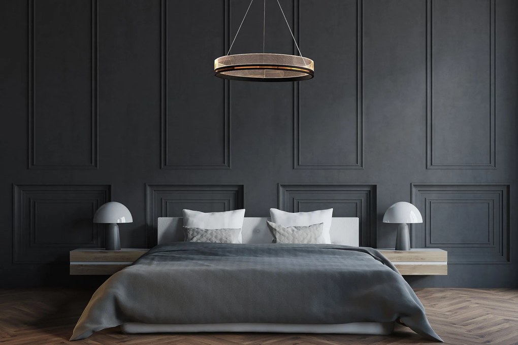 Toolight, LED závěsné svítidlo 60cm APP1192-CP, černá-zlatá, OSW-40023