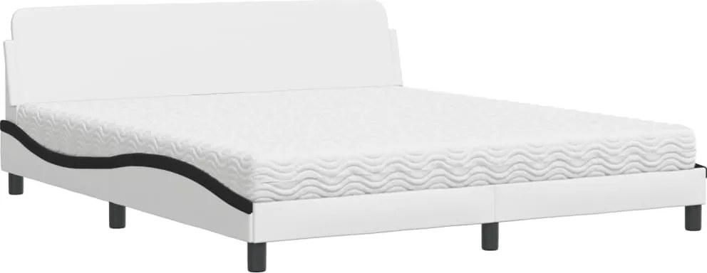 Postel s matrací Dover bílá a černá 180 x 200 cm umělá kůže 3208463