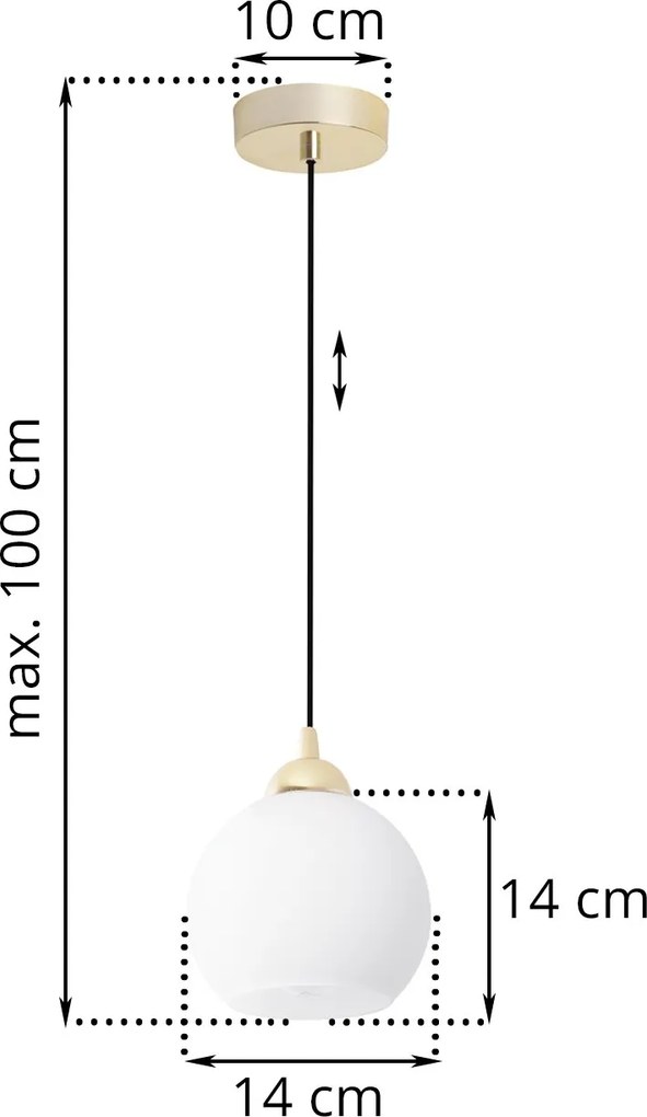 Závěsné svítidlo Eliza, 1x bílé skleněné stínítko, g/b