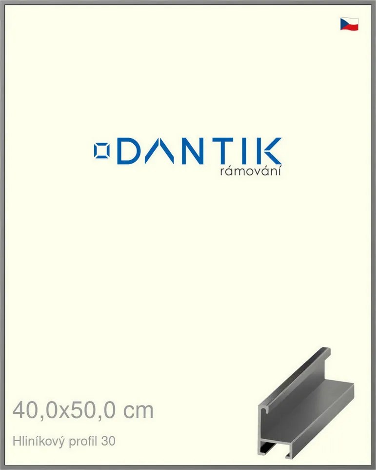 DANTIK rámeček 40x50 | ALU profil 6030 Ocelová (Plexi Čiré)