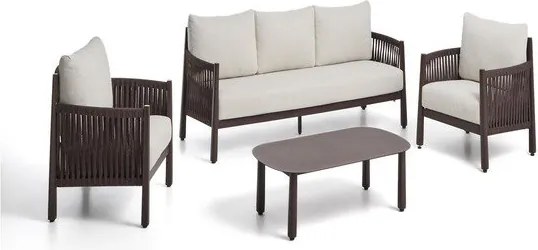 Hnědý/béžový zahradní lounge set z masivu akácie pro 5 osob Aleria – Kave Home