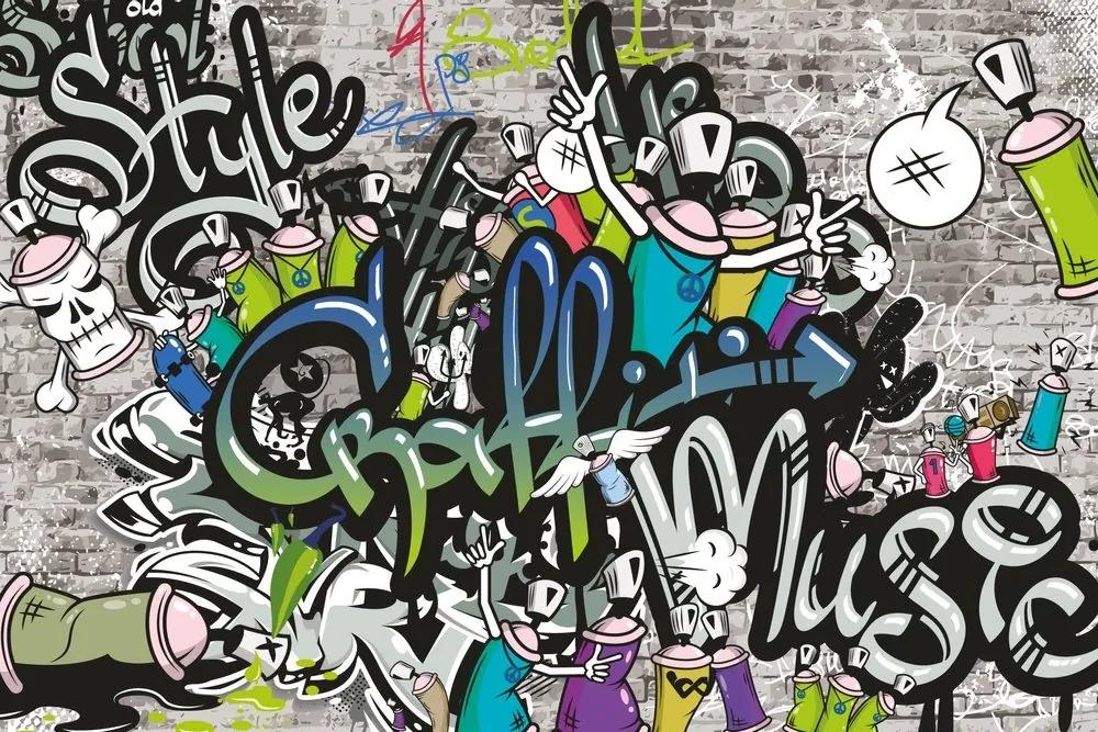 Tapeta stylová graffiti stěna - 225x150