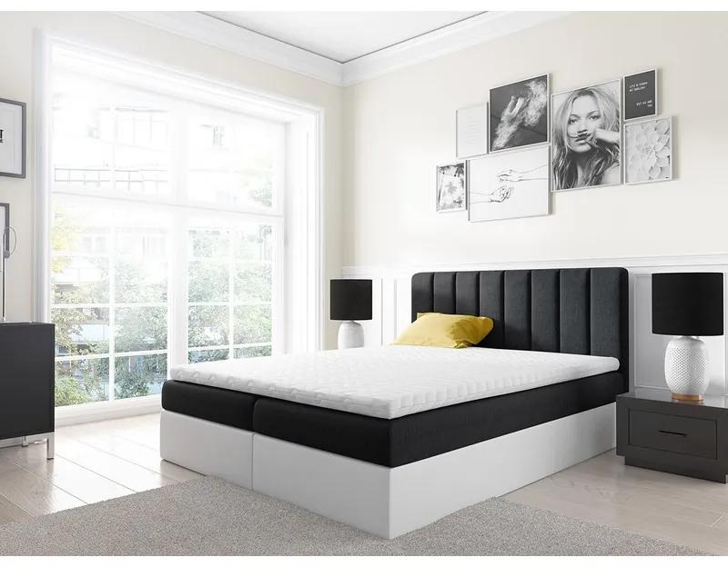 Kontinentální postel Figo, Rozměr postele: 160x200, Barva:: ekokůže Soft 011 (černá) + Ikar 1