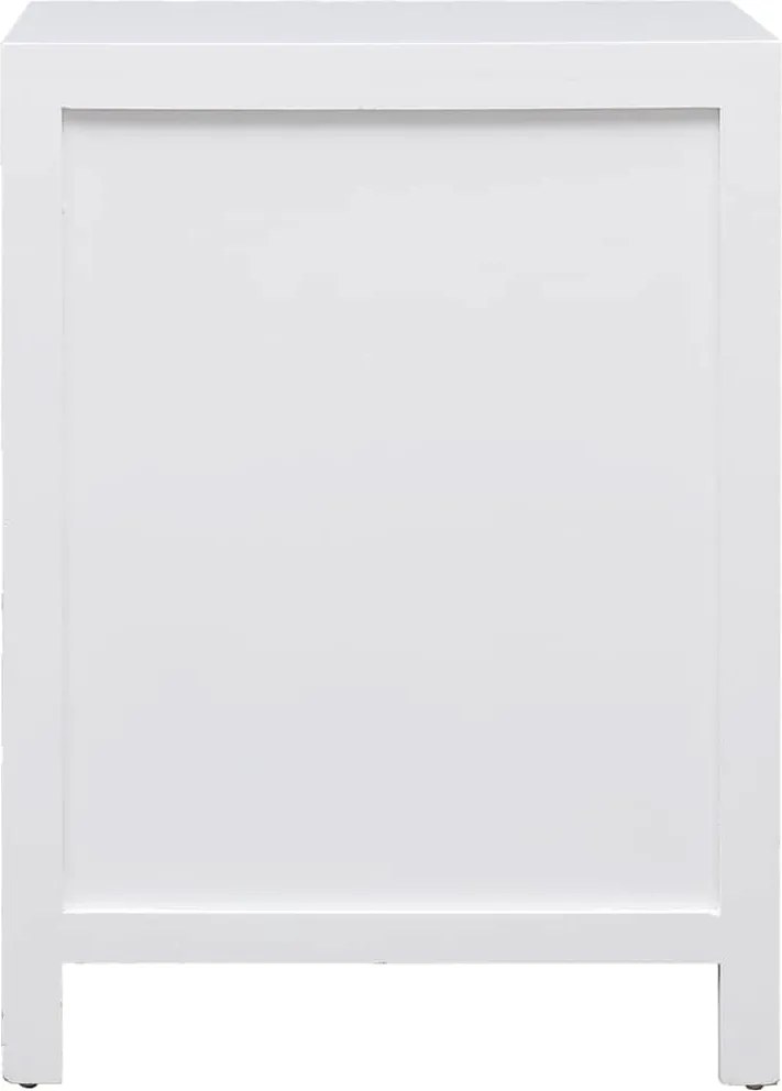 Noční stolek bílý 38 x 28 x 52 cm dřevo pavlovnie 284073