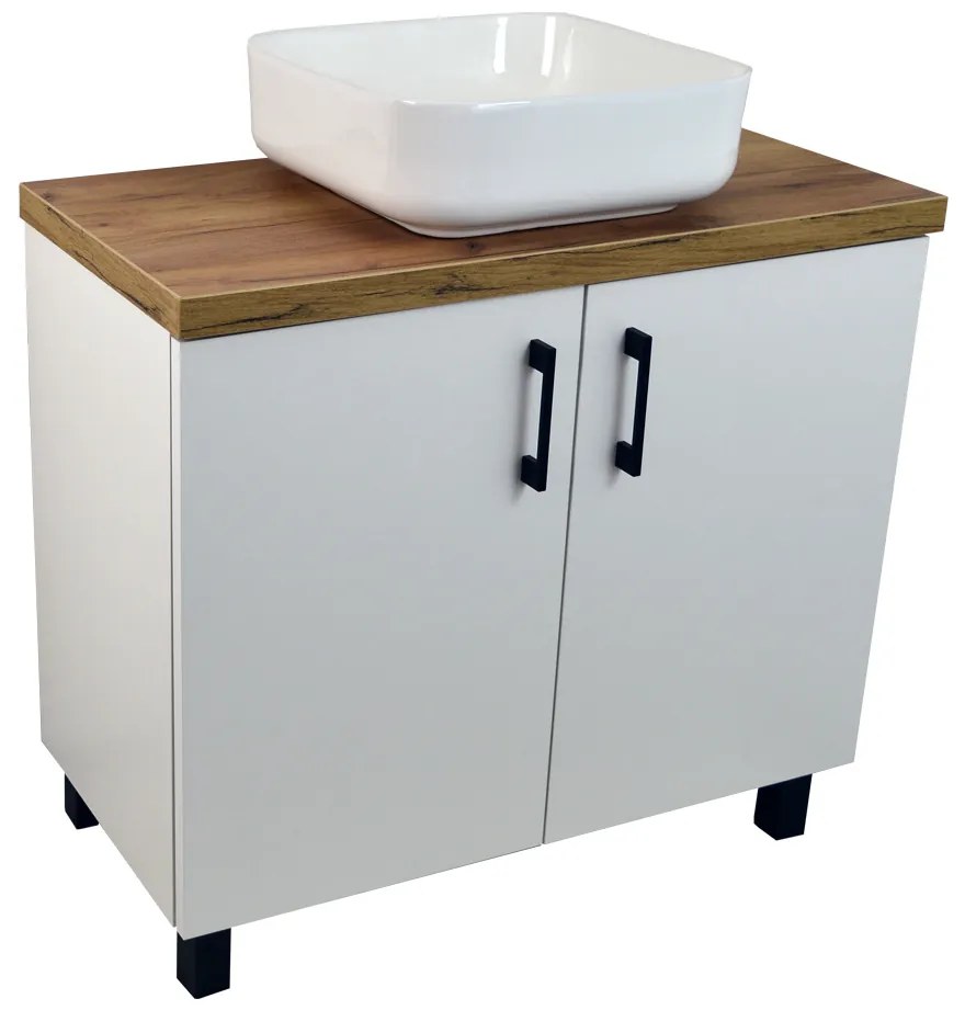 BPS-koupelny Koupelnová skříňka pod deskové umyvadlo ROSO W 80-HD - bílá/zlatý dub