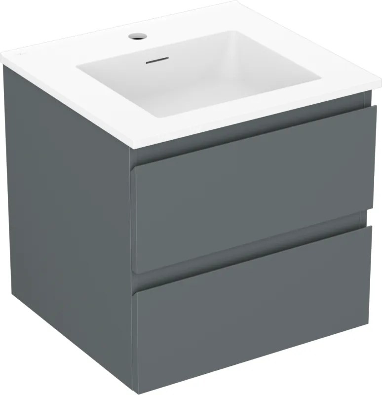 Mexen Orio, koupelnová skříňka 50 cm s umyvadlem Otis, 2 zásuvky, grafitová matná/bílá matná, 91A10-05047-2-BFF66-W18M01
