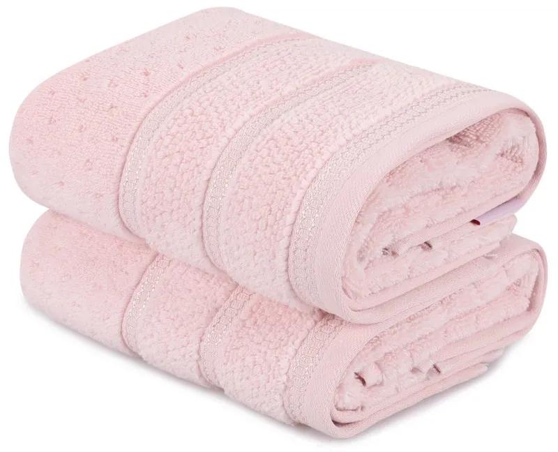 Sada 2 ručníků ARELLA 50x90 cm pudrově růžová