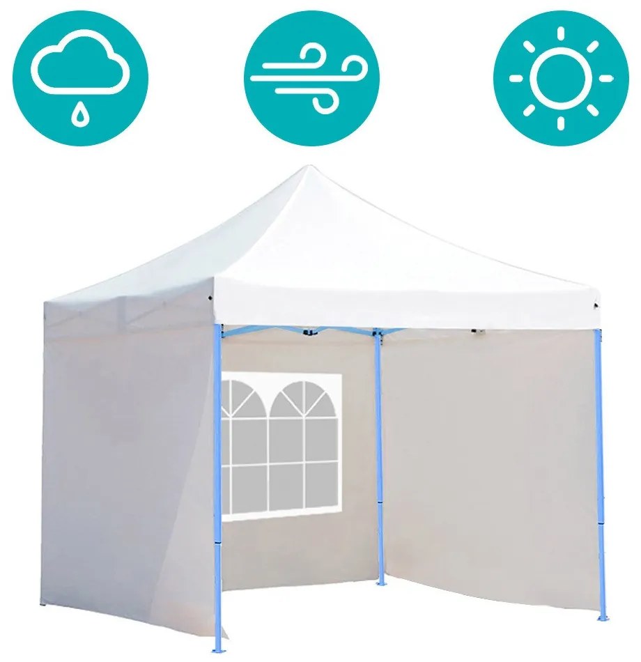 Skládací zahradní pavilon - různé typy - 2,9x2,9m - bílá - pavilon+boční stěna+přenosná taška