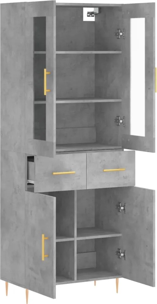 Skříň highboard betonově šedá 69,5x34x180 cm kompozitní dřevo 3198525