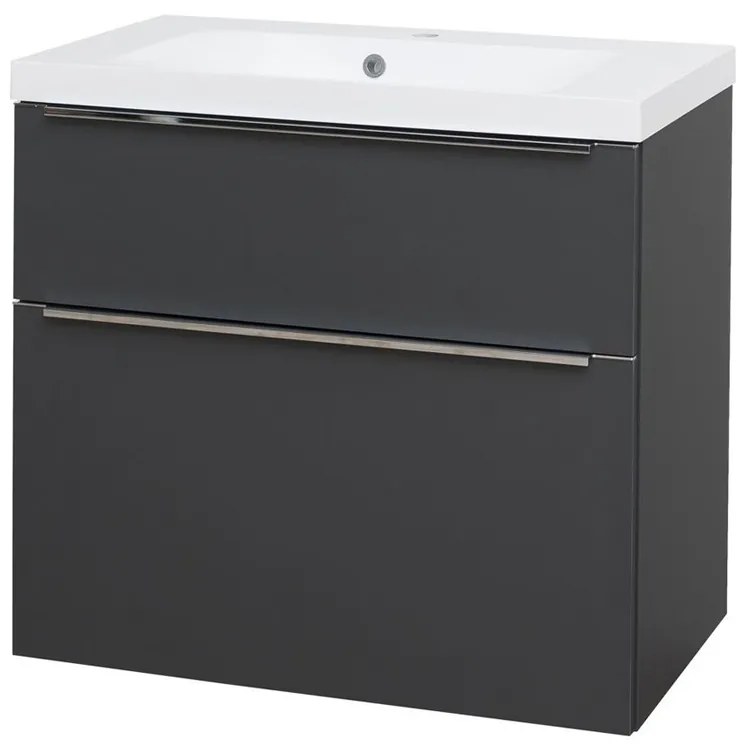 Mereo Mereo, Mailo, koupelnová skříňka s umyvadlem z litého mramoru 81 cm, bílá, dub, antracit, CN531M
