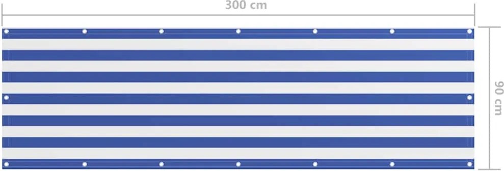 Balkónová zástěna bílá a modrá 90 x 300 cm oxfordská látka 134916