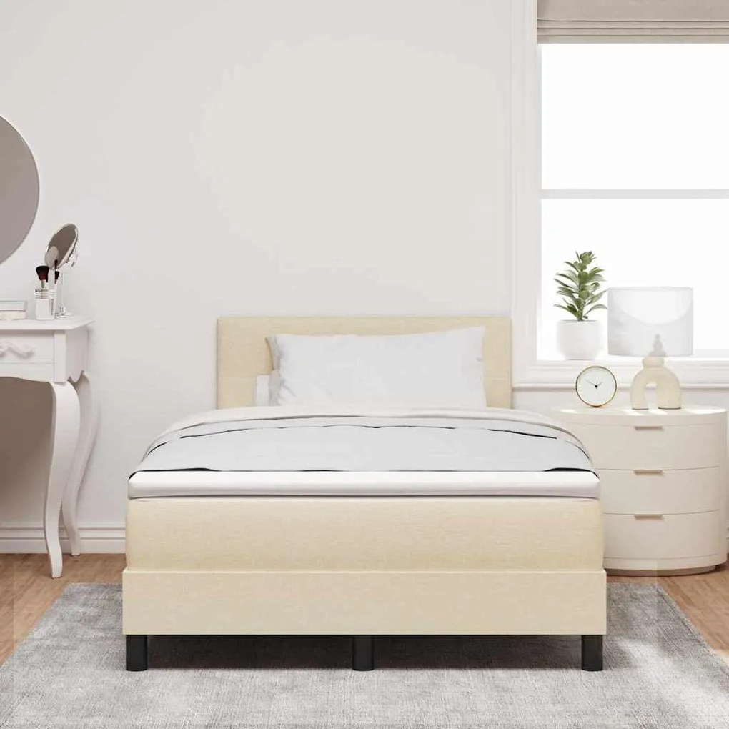 Postel s boxspringem s čelo Krémová 120 x 200 cm textil 3338683