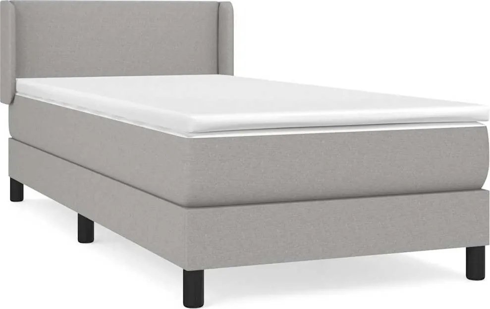 Box spring postel s matrací světle šedý 100 x 200 cm textil 3129529
