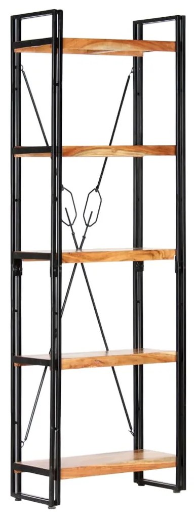 Knihovna s 5 policemi 60 x 30 x 180 cm masivní akáciové dřevo 286588