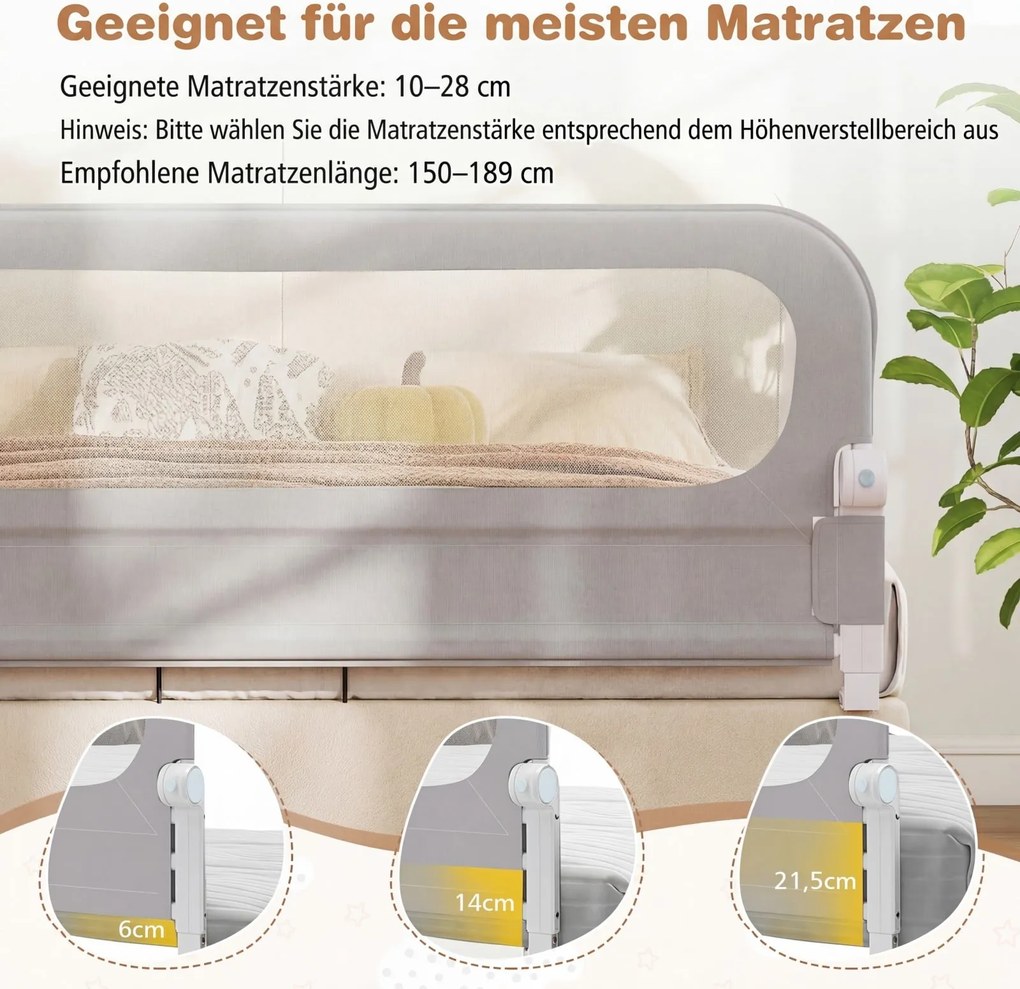 Costway Skládací kolejnice na postel s odnímatelným krytem Oxford a Strap Bed