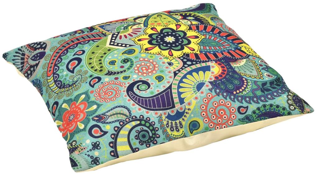 Sanu Babu Povlak na polštář, krémový, barevné vzory, 40x40cm