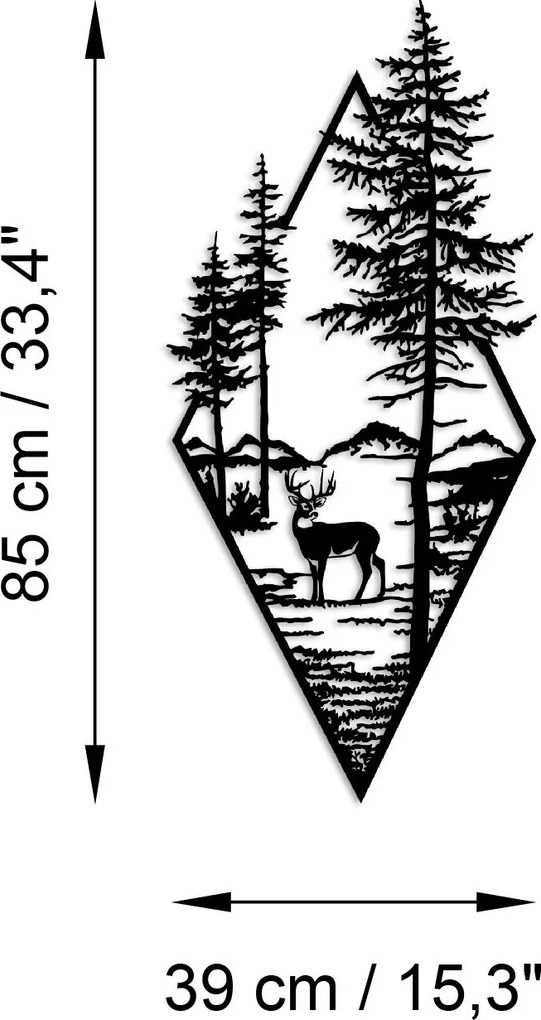 Nástěnná kovová dekorace Deer I. černá