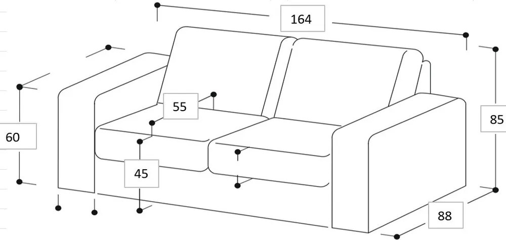 Hnědá pohovka z imitace kůže 164 cm Copenhagen – Scandic