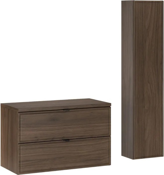 Koupelnová sestava Villa s deskou a skříňkami 80 cm ořech