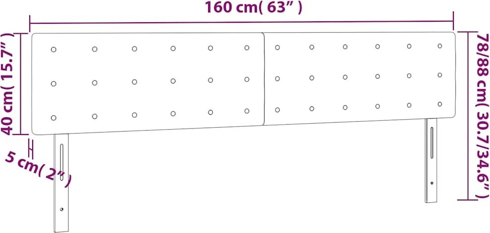 Čelo postele s LED černé 160x5x78/88 cm textil 3122054