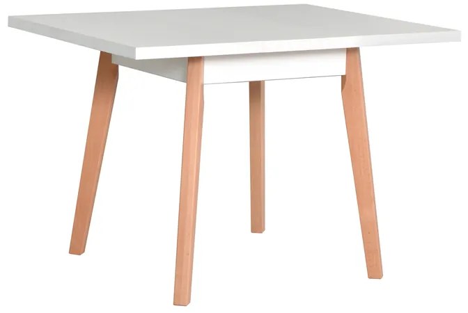 Jídelní stůl OSLO 1 L deska stolu bílá, podstava stolu bílá, nohy stolu ořech